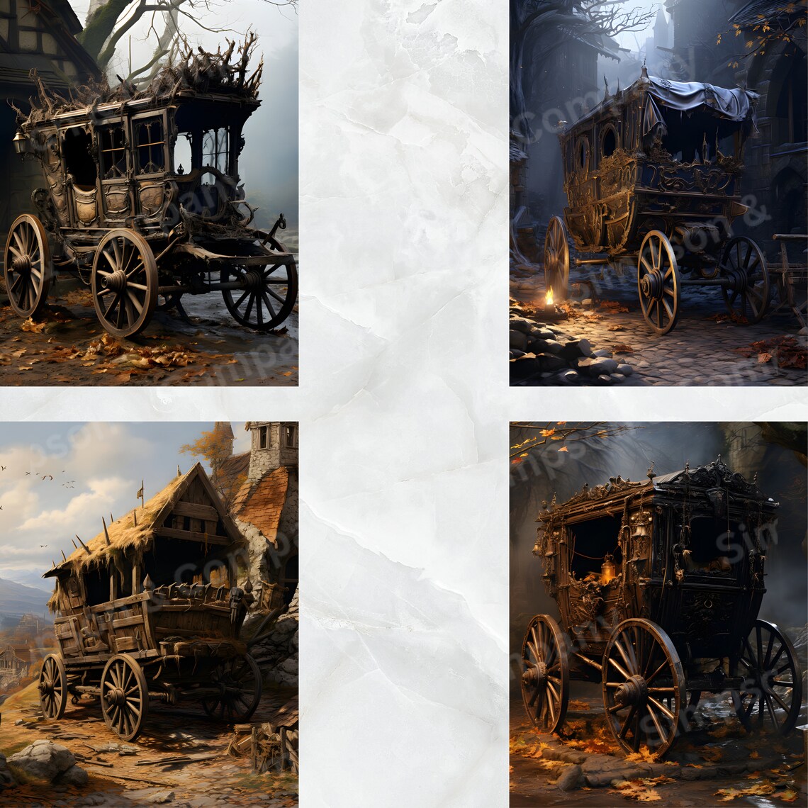 20 Broken Medieval Carriages Journal Paper Digital Paper - Etsy