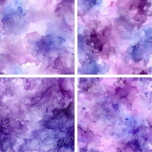 20 Purple Watercolor Backgrounds Seamless Digital Paper, JPEG, 12" X 12 ...