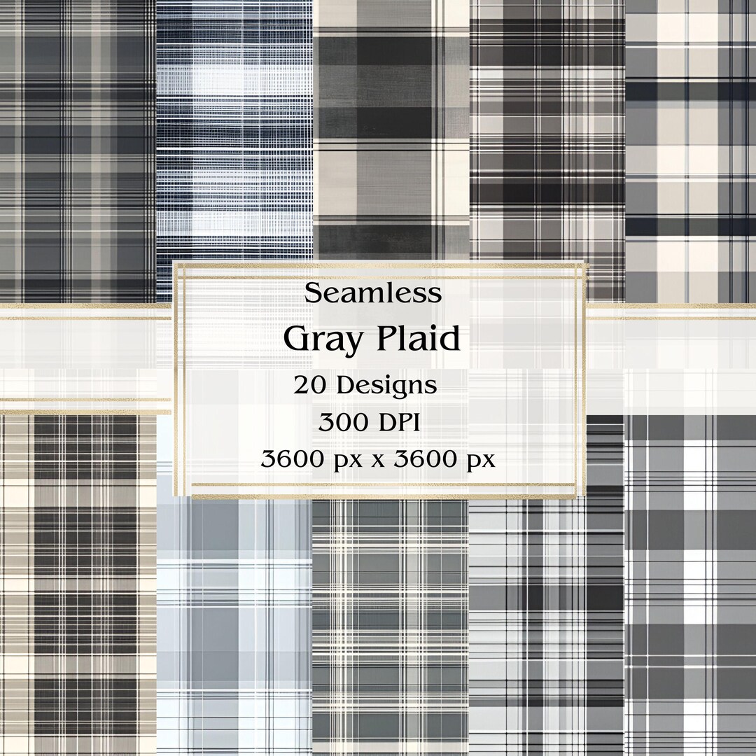 20 Gray Plaid Seamless Digital Paper, JPEG, 12 X 12, Scrapbook Paper ...