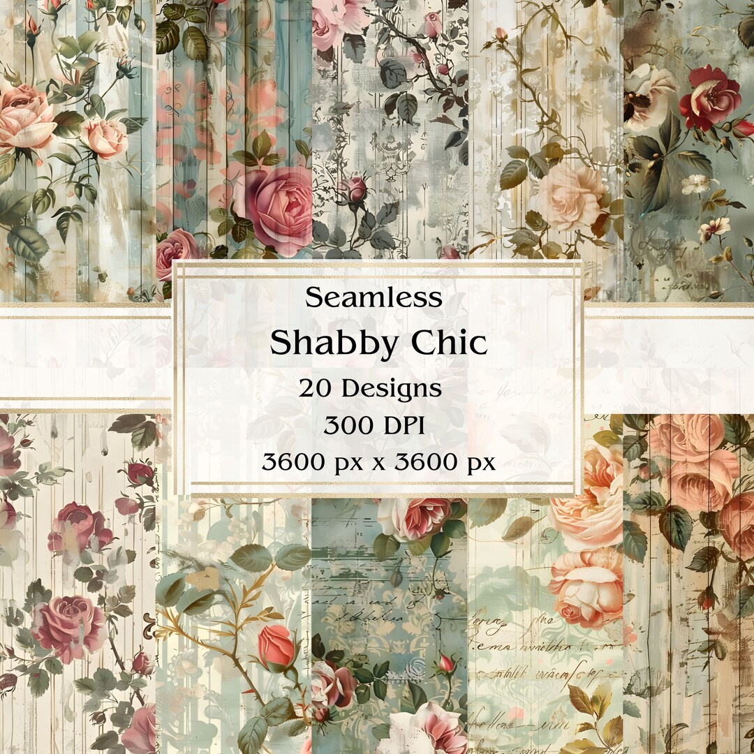 20 Shabby Chic Seamless Digital Paper, JPEG, 12 X 12, Scrapbook Paper ...