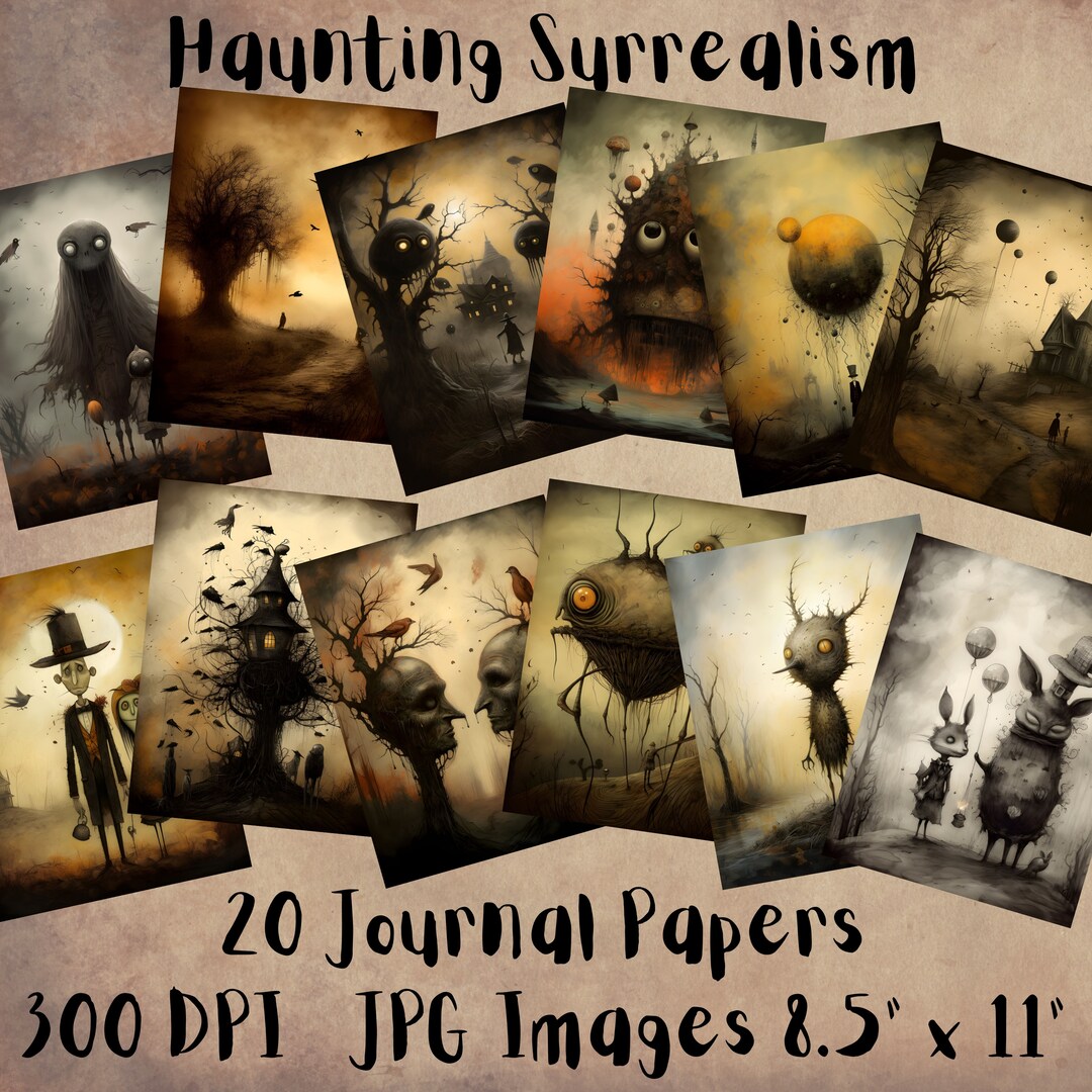 20 Haunting Surrealism Journal Paper, Digital Paper JPEG, 8.5 X 11 ...