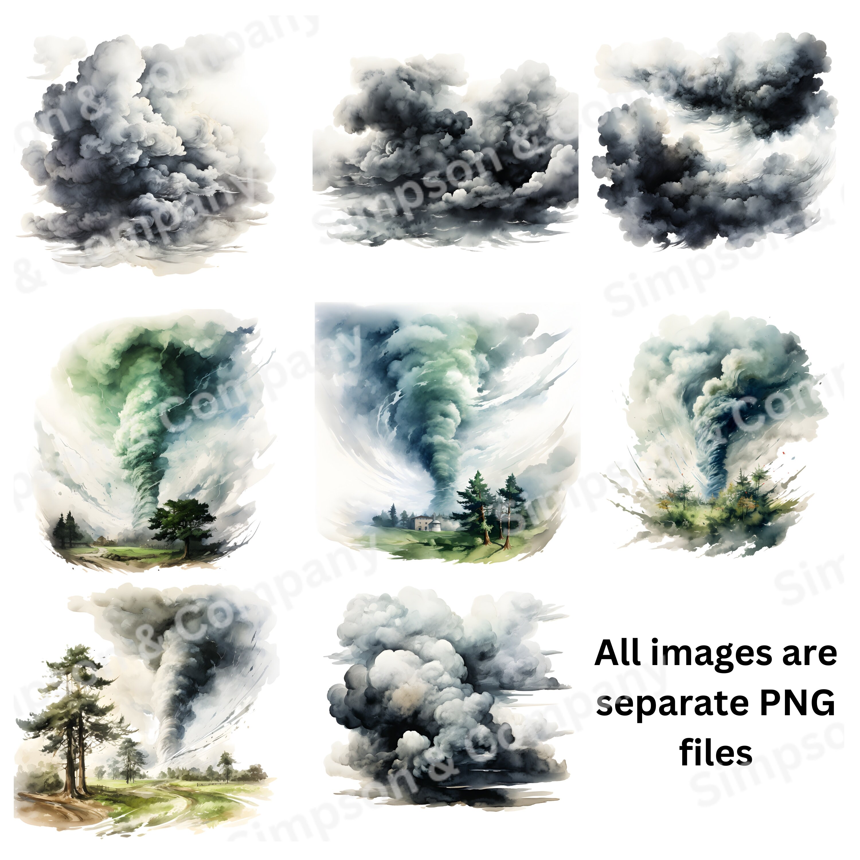 35 PNG Watercolor Storms Clipart, Tornado Clipart, Lightning Clipart ...