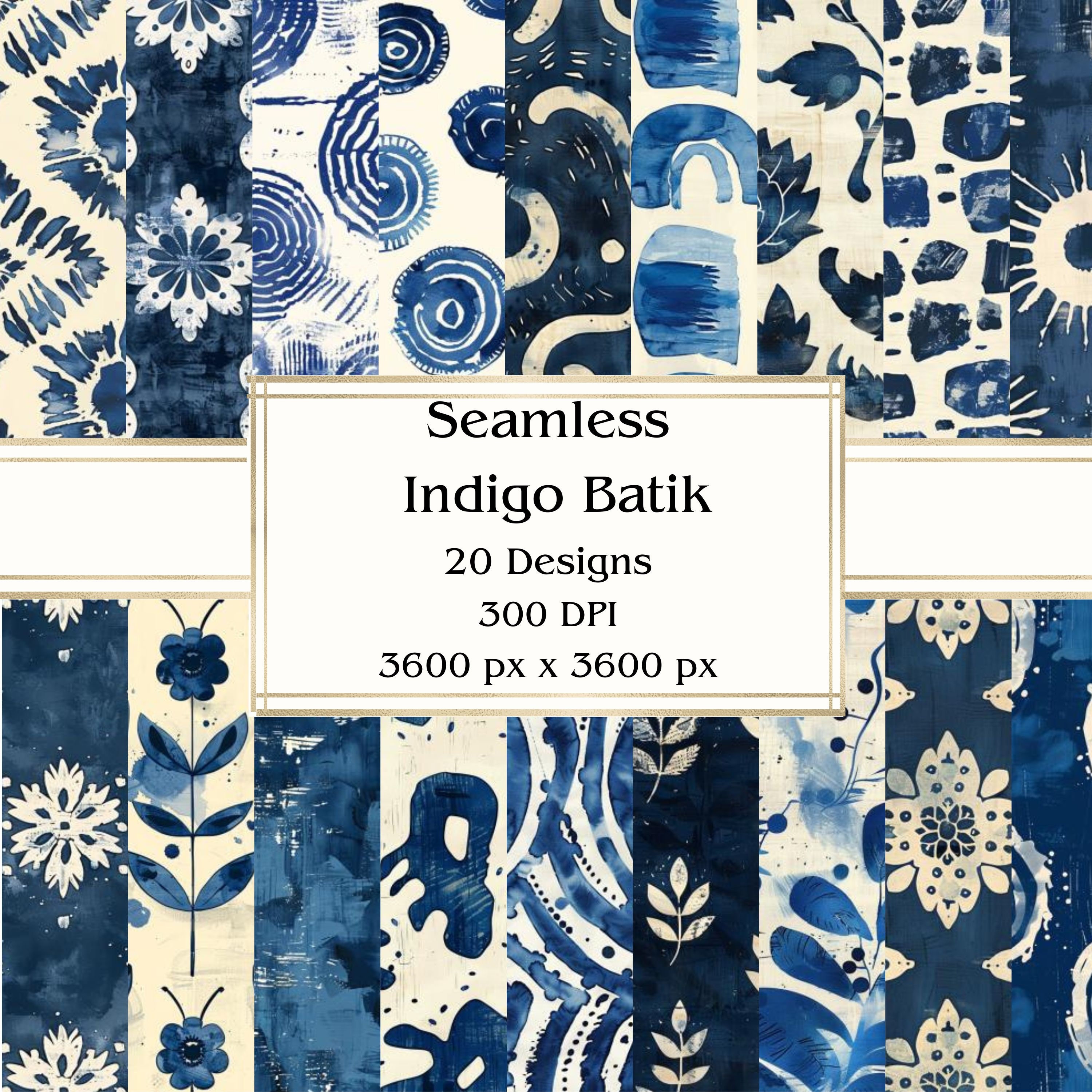 20 Indigo Batik Seamless Digital Paper, JPEG, 12 X 12, Scrapbook Paper ...