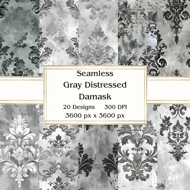 Gray Damask - Etsy