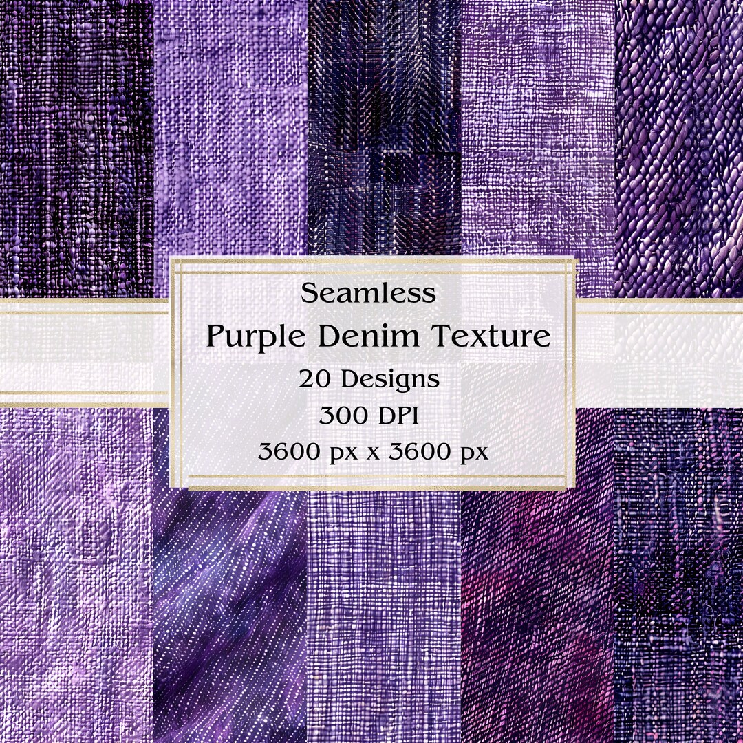 20 Purple Denim Texture Seamless Digital Paper, JPEG, 12 X 12 ...