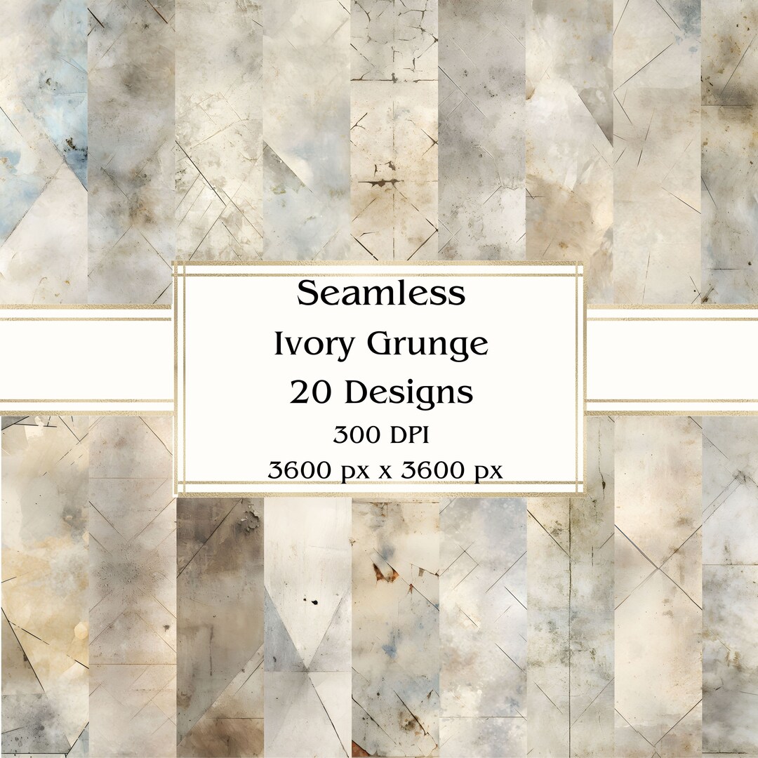 20 Ivory Grunge Seamless Digital Paper, JPEG, 12" X 12", Scrapbook ...