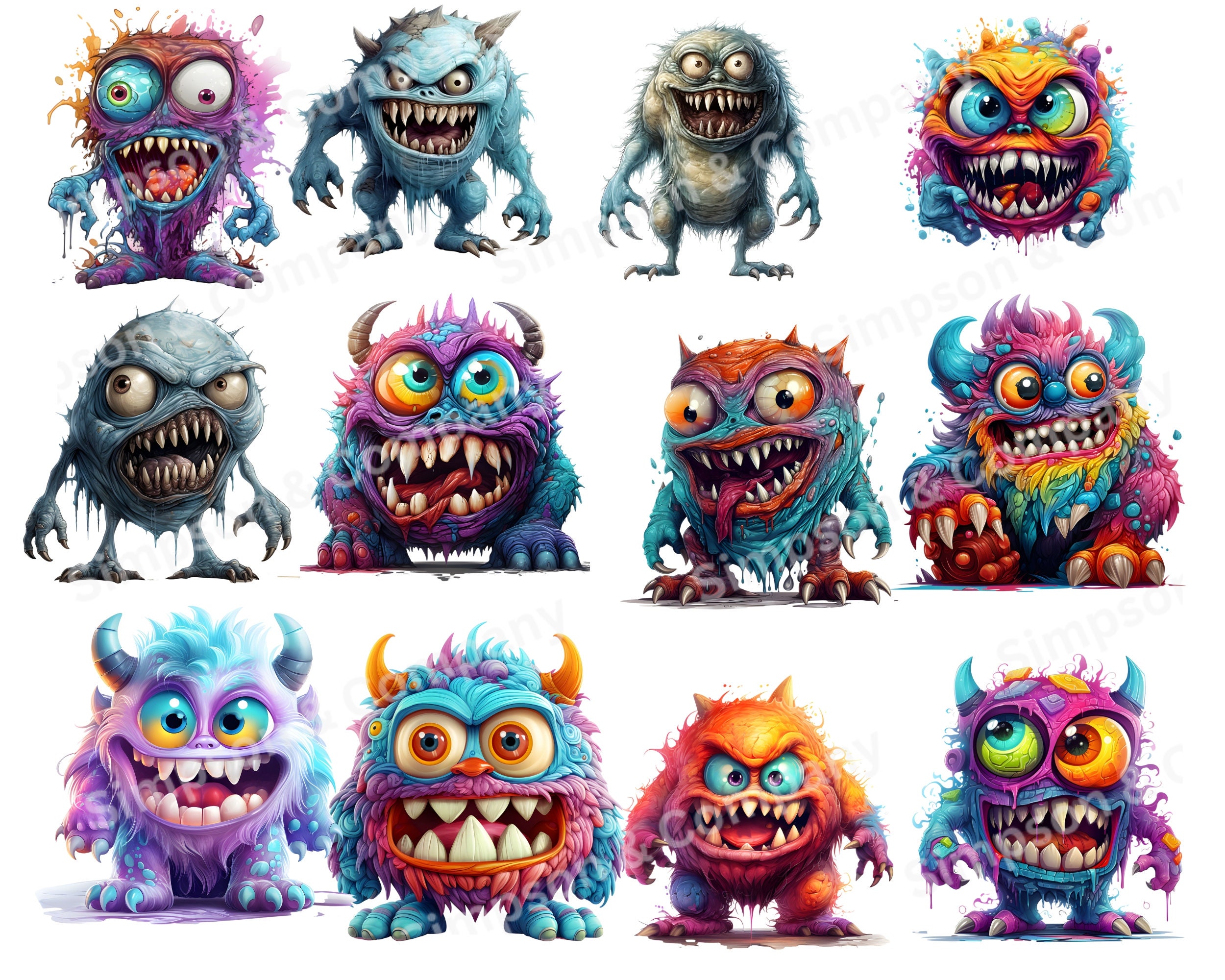 27 PNG Wacky Monsters Clip Art, Kids Clipart, Funny Monsters Clip Art ...
