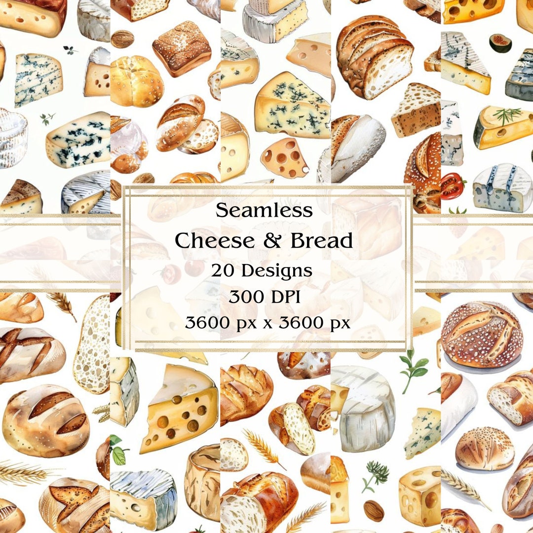 20 Cheese & Bread Seamless Digital Paper, JPEG, 12 X 12, Scrapbook ...