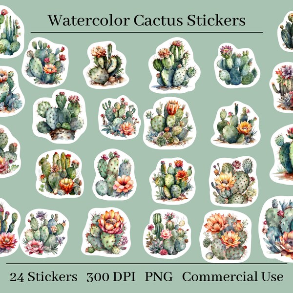 Cactus Stickers - Etsy