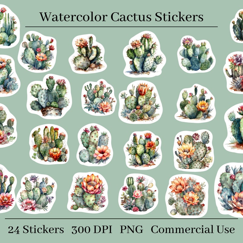 Cactus Stickers - Etsy