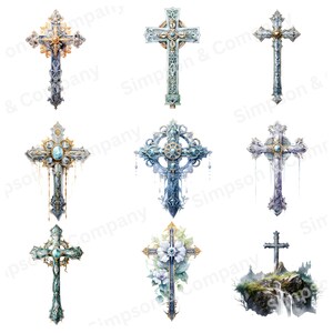 35 PNG Watercolor Fantasy Crosses Clipart, Magical Clipart, Instant ...