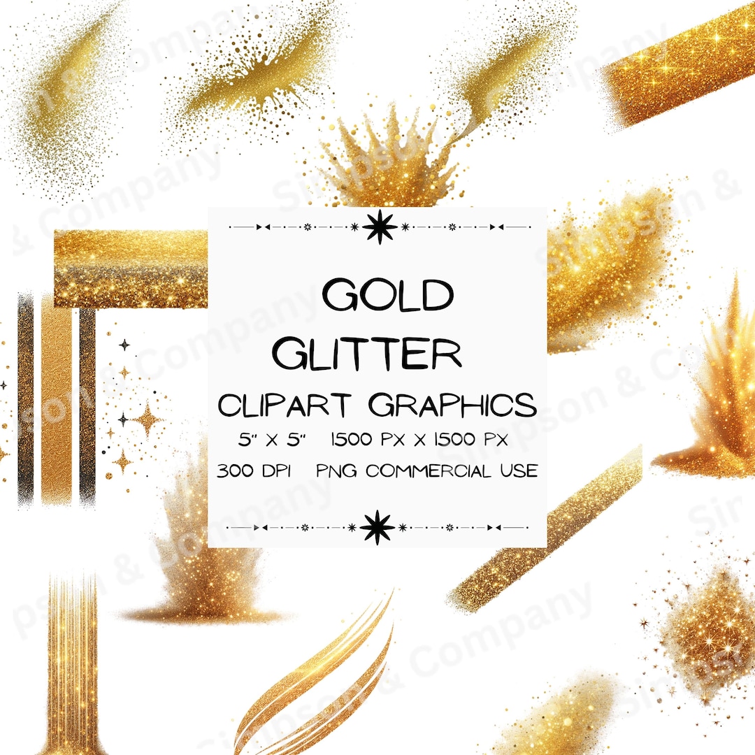 20 PNG Gold Glitter Clipart, Glitter Graphics, Instant Download ...