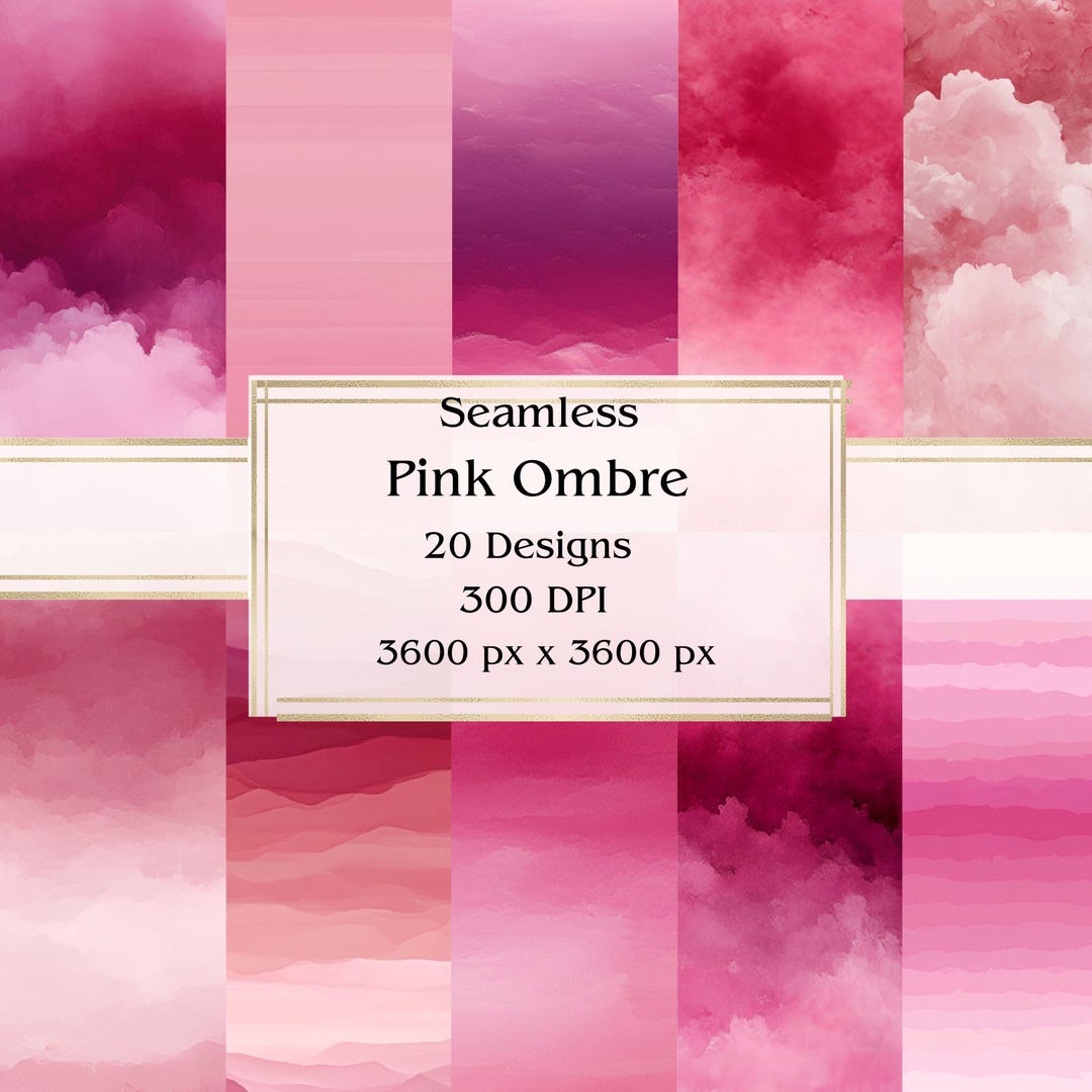 20 Pink Ombre Seamless Digital Paper, JPEG, 12" X 12", Scrapbook Paper ...