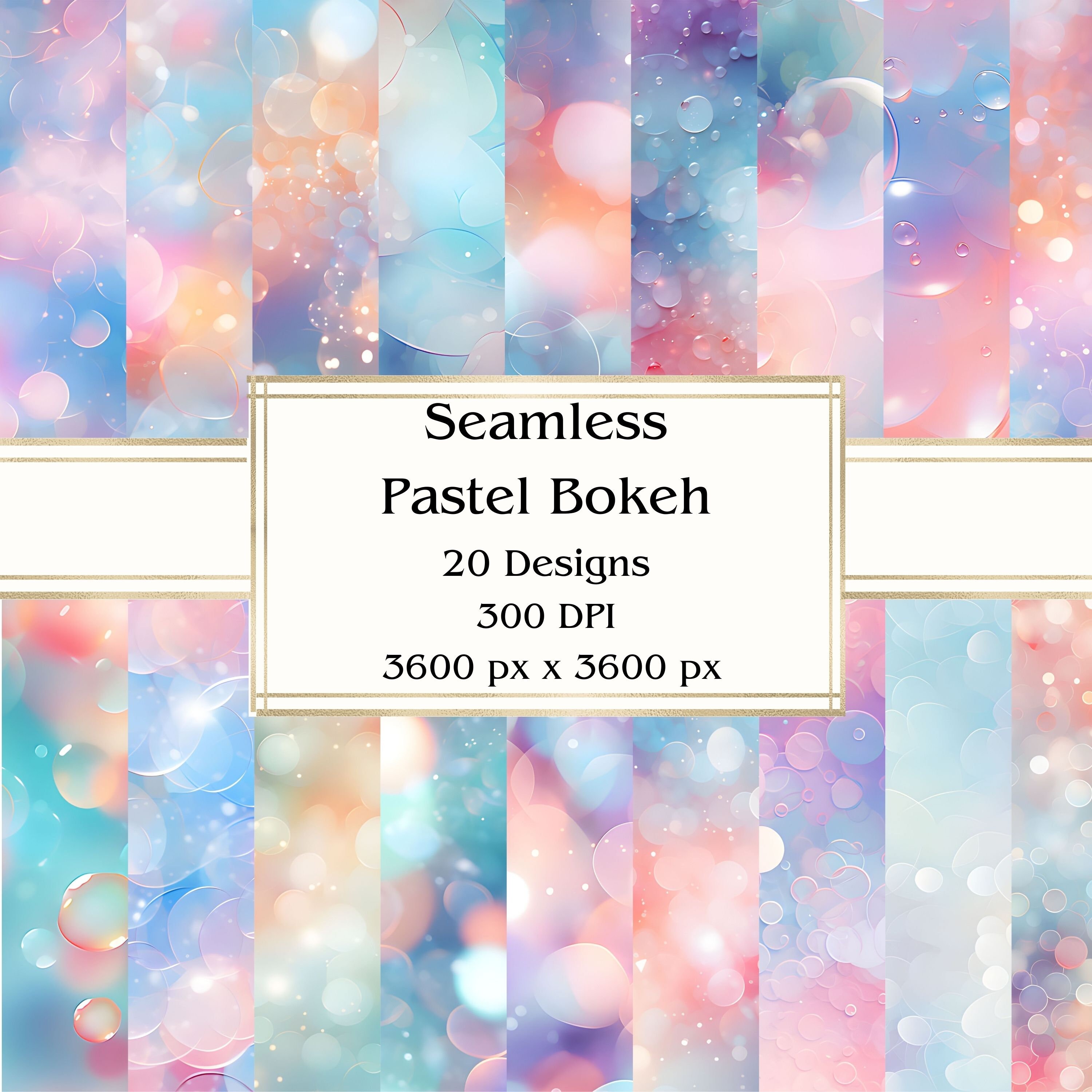 20 Pastel Bokeh Seamless Digital Paper, JPEG, 12 X 12, Scrapbook Paper ...