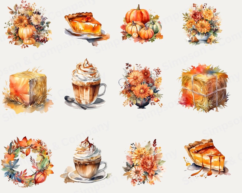 42 PNG Watercolor Fall Clipart Fall Floral Clipart - Etsy