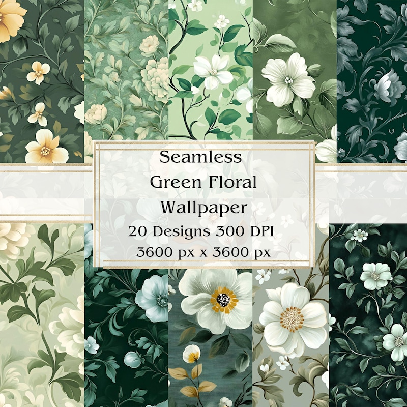 Green Floral Wallpaper - Etsy