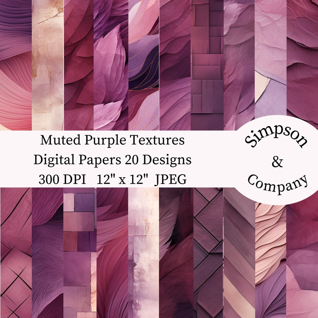 20 Muted Purple Textures Digital Papers, JPEG, 12" X 12", Scrapbook ...