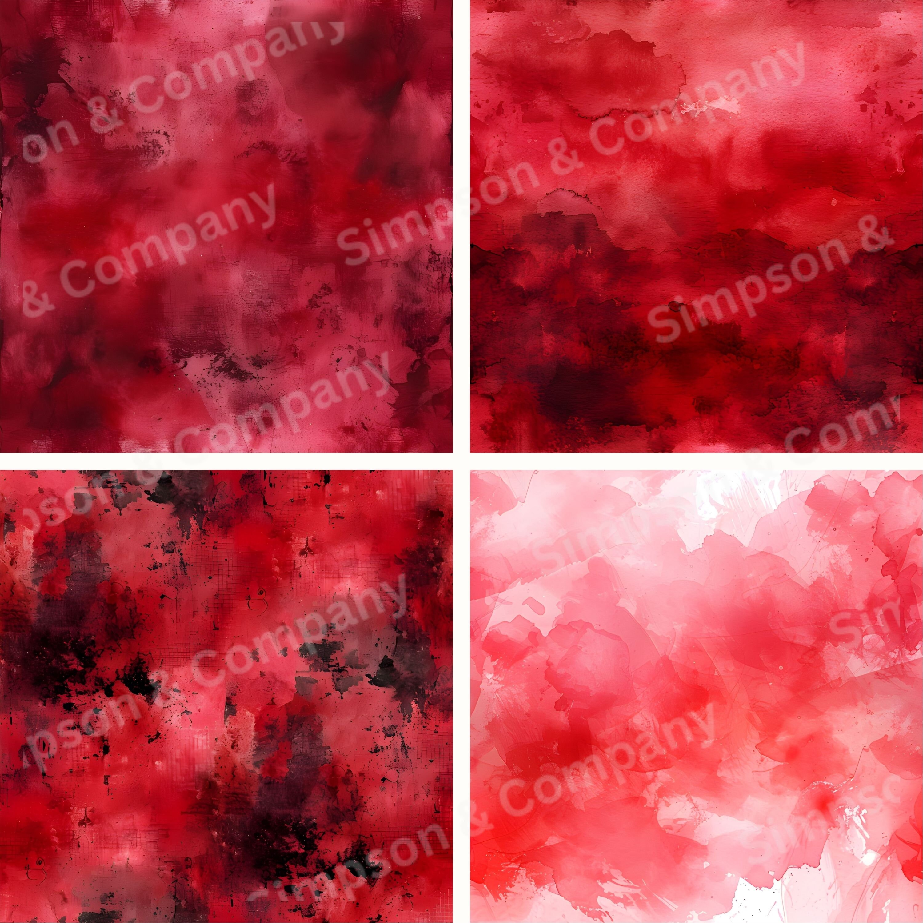 20 Red Watercolor Backgrounds Seamless Digital Paper, JPEG, 12 X 12 ...