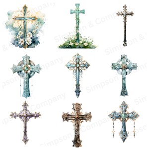35 PNG Watercolor Fantasy Crosses Clipart, Magical Clipart, Instant ...