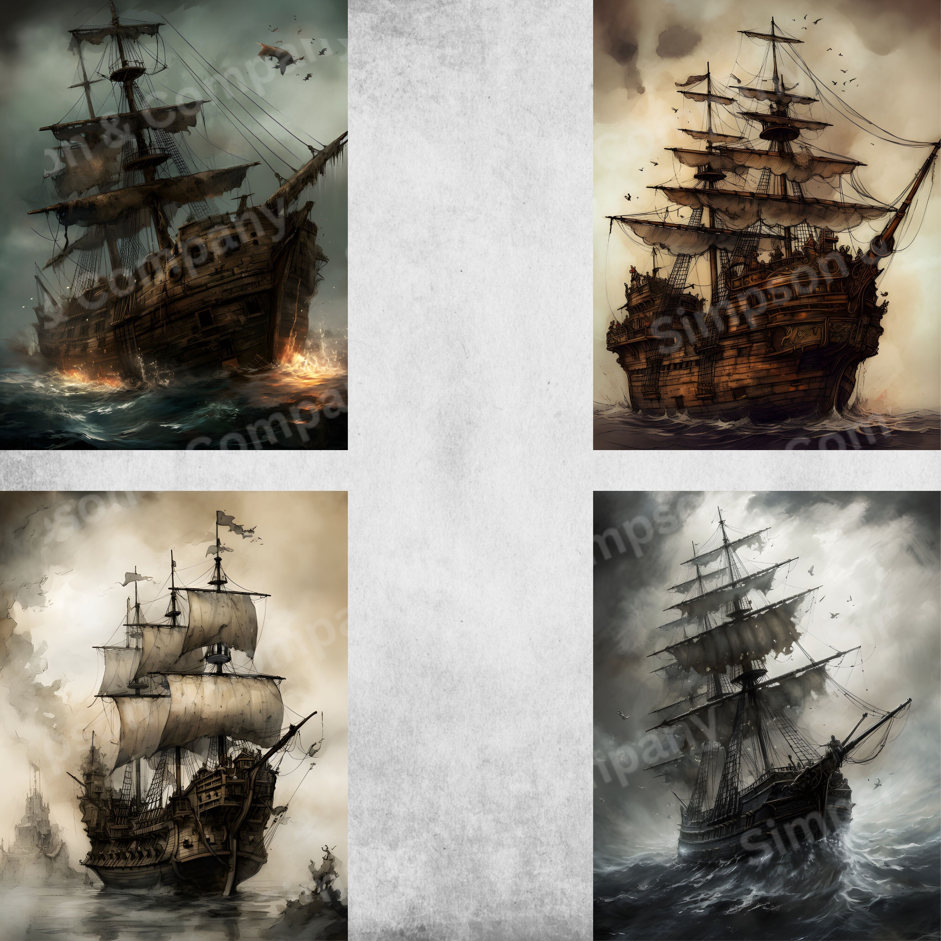 20 Pirate Ships Journal Paper Digital Paper JPEG 8.5 X - Etsy