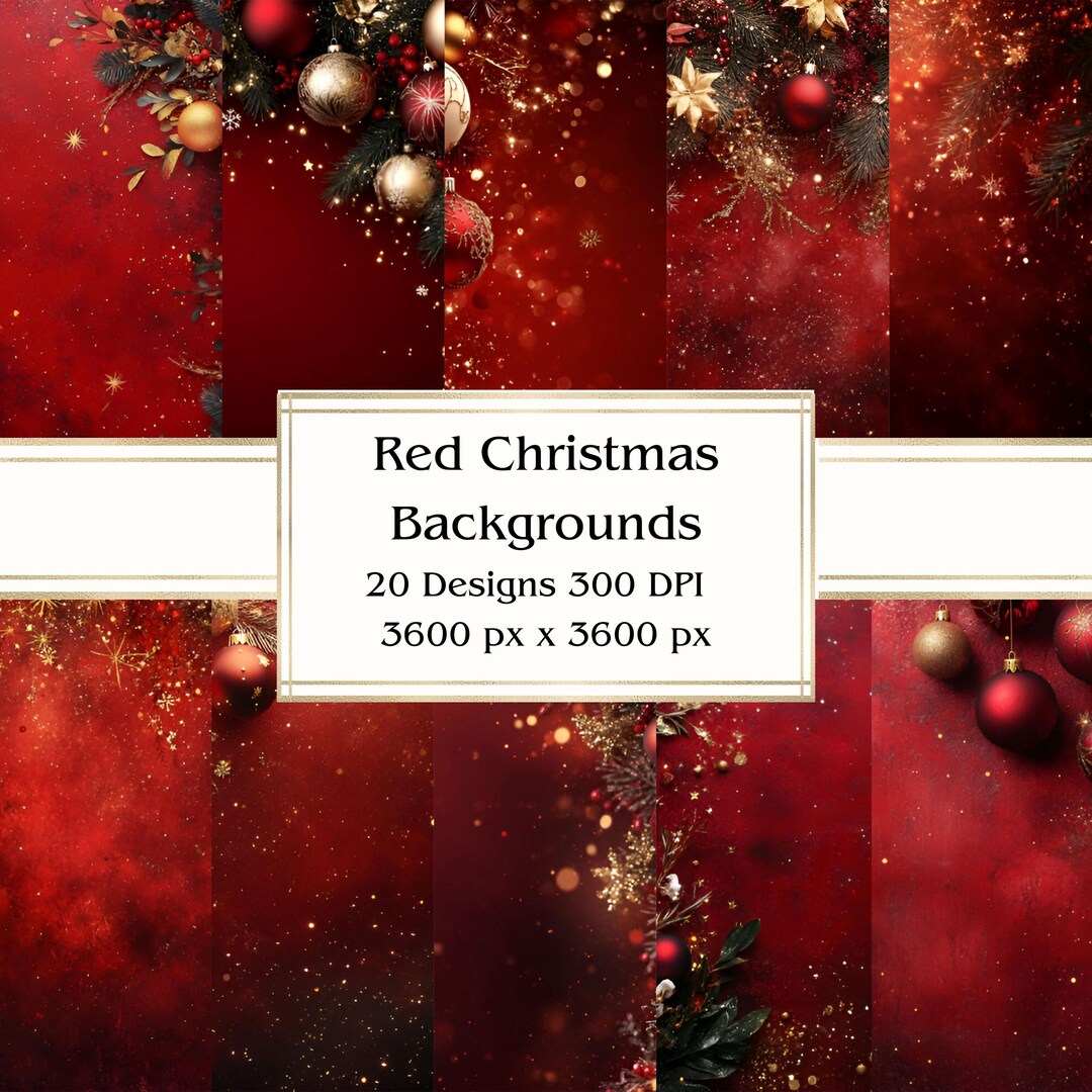 20 Red Christmas Backgrounds Digital Paper, JPEG, 12" X 12", Scrapbook ...