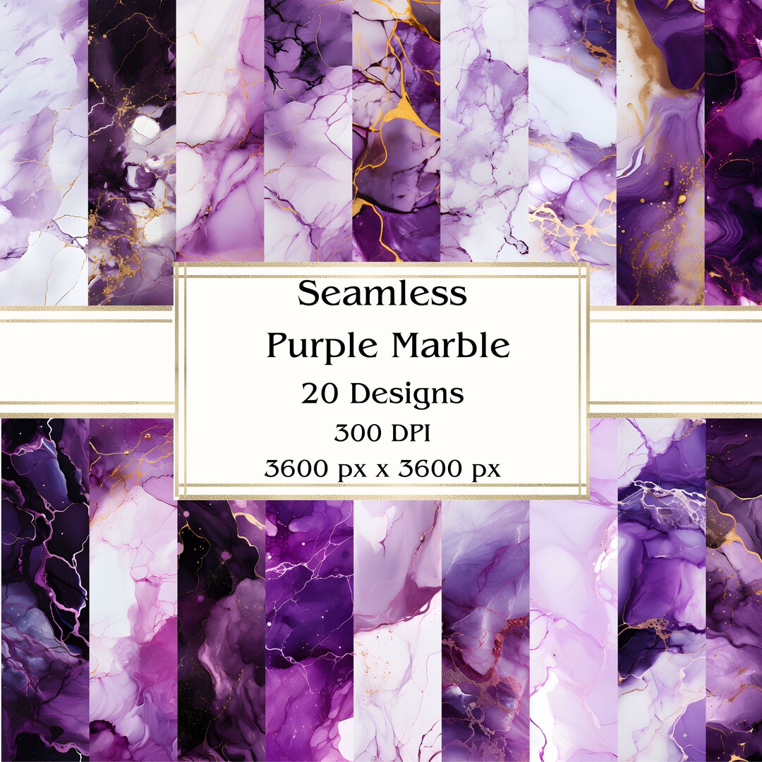 20 Purple Marble Seamless Digital Paper, JPEG, 12" X 12", Scrapbook ...