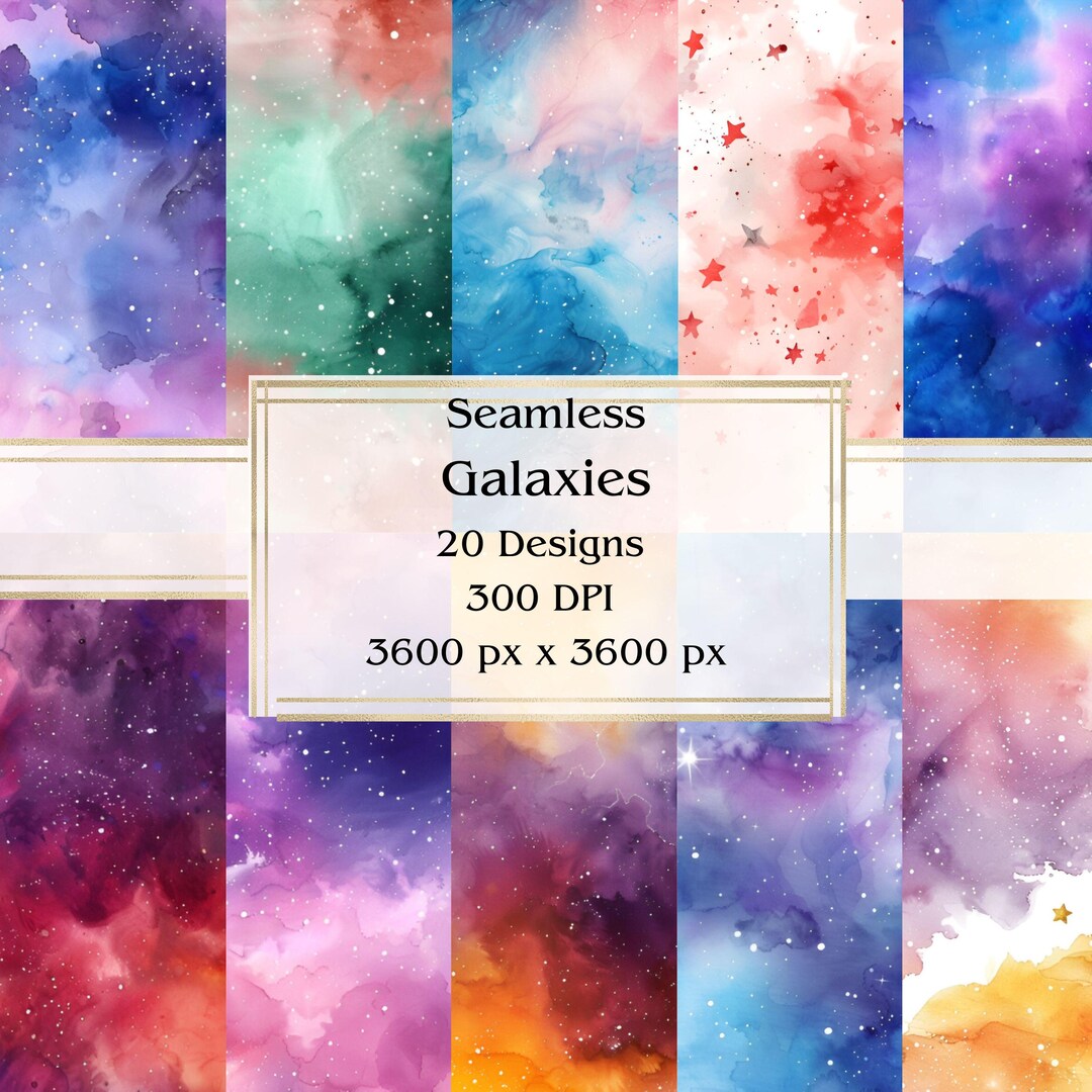 20 Galaxies Seamless Digital Paper, JPEG, 12" X 12", Scrapbook Paper ...