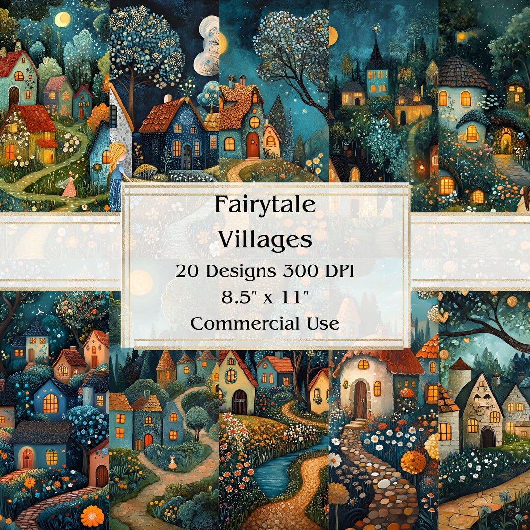 20 Fairytale Villages Journal Paper, Digital Paper JPEG, 8.5" X 11 ...