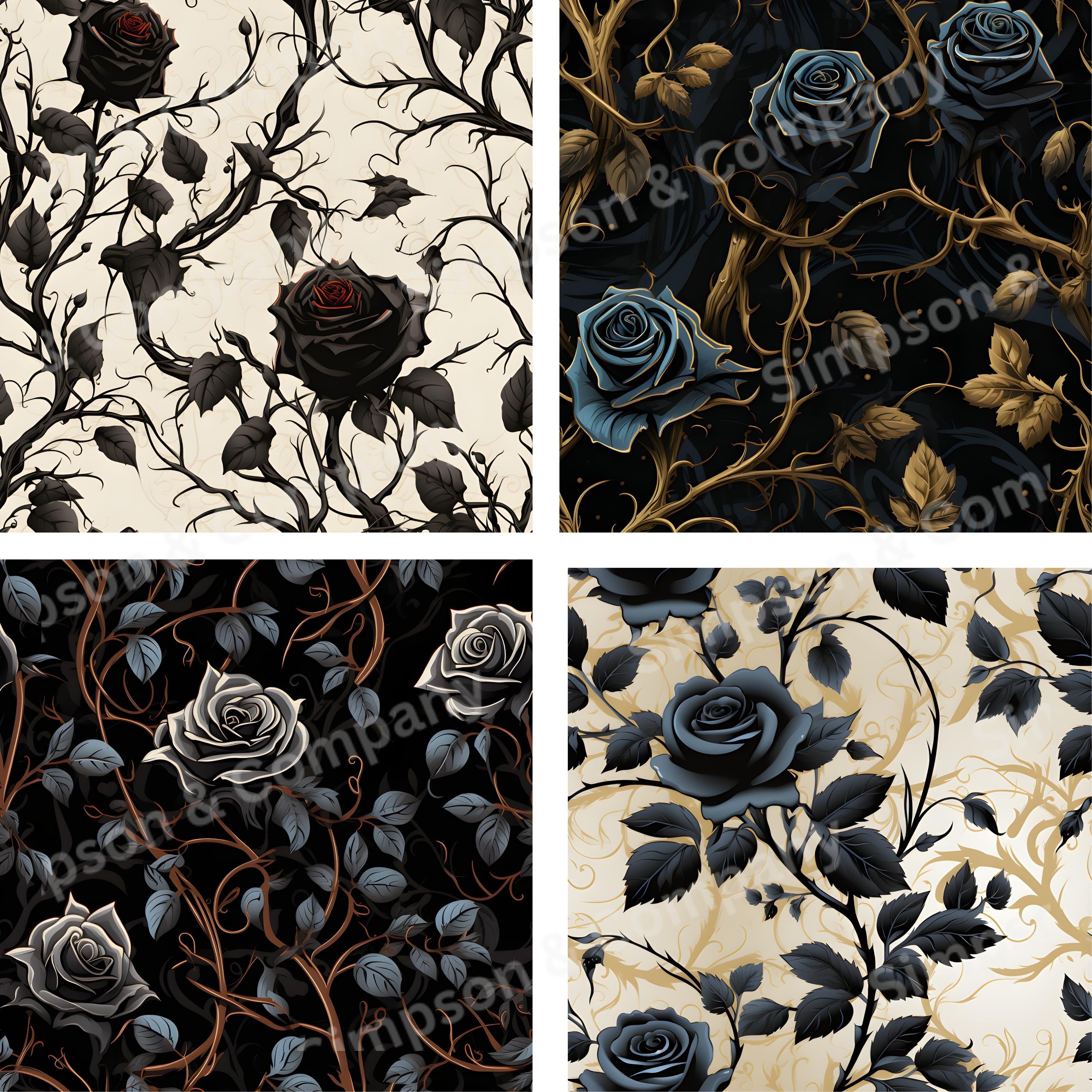 20 Gothic Roses Digital Paper, JPEG, 12 X 12, Scrapbook Paper, Junk ...