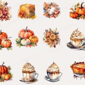 42 PNG Watercolor Fall Clipart, Fall Floral Clipart, Thanksgiving ...