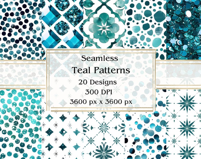 Teal Frame Background Digital Paper Pack, Junk Journal Pages ...