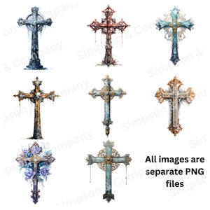35 PNG Watercolor Fantasy Crosses Clipart, Magical Clipart, Instant ...