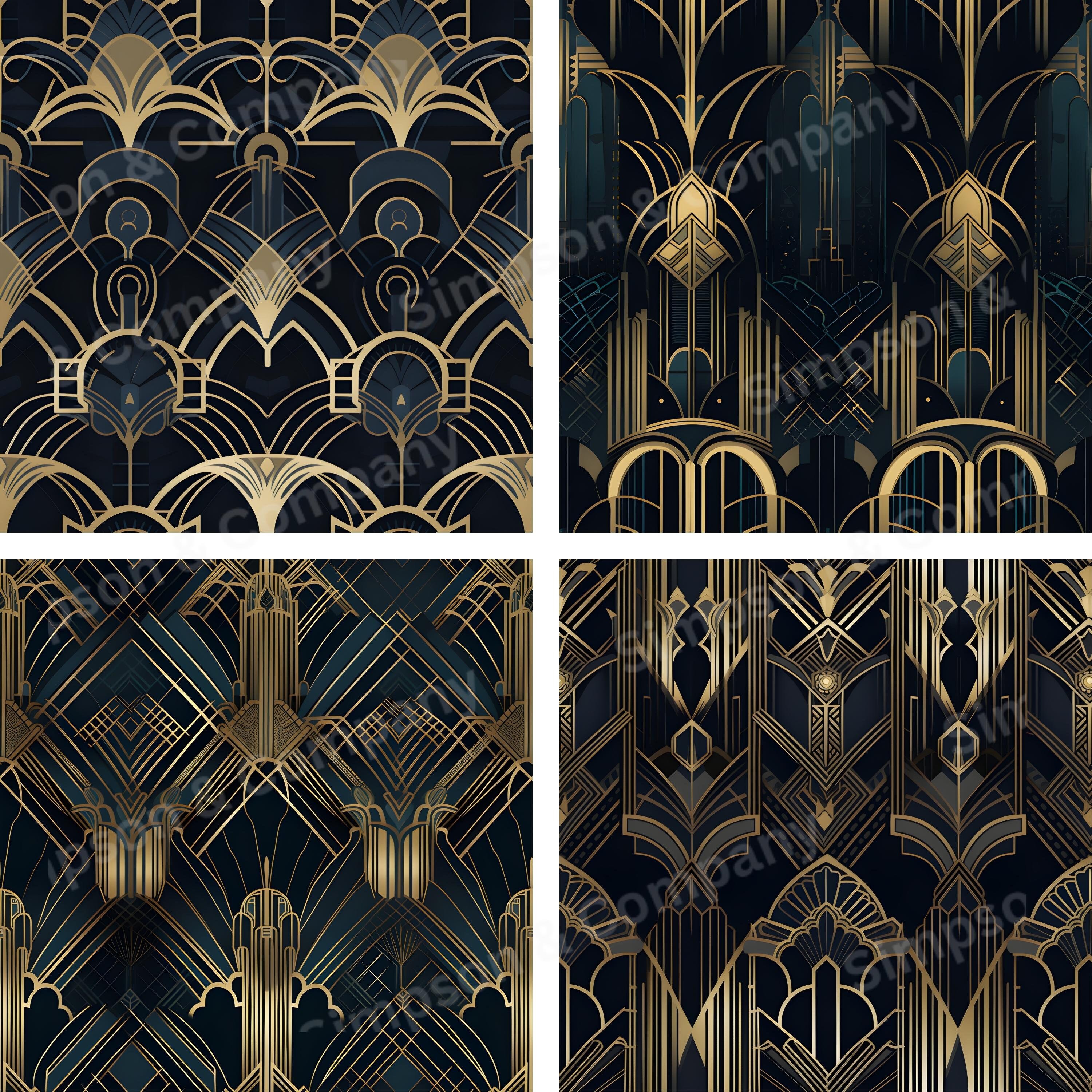 20 Gilded Art Deco Digital Paper, JPEG, 12 X 12, Scrapbook Paper, Junk ...