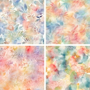 20 Pastel Watercolor Backgrounds Seamless Digital Paper, JPEG, 12" X 12", Scrapbook Paper, Junk ...