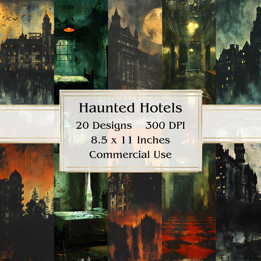 20 Haunted Hotels Journal Paper, Digital Paper JPEG, 8.5" X 11 ...