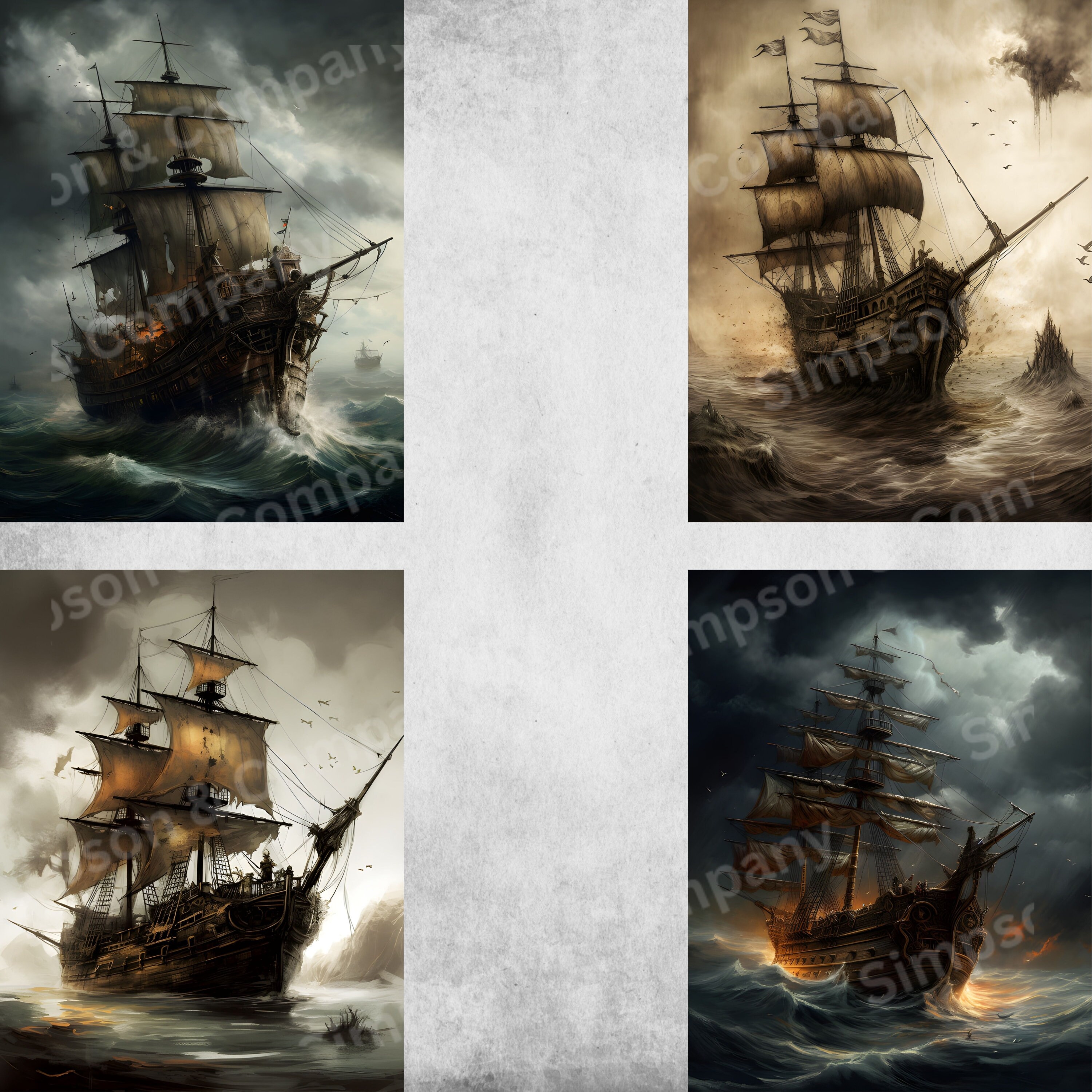 20 Pirate Ships Journal Paper Digital Paper JPEG 8.5 X - Etsy