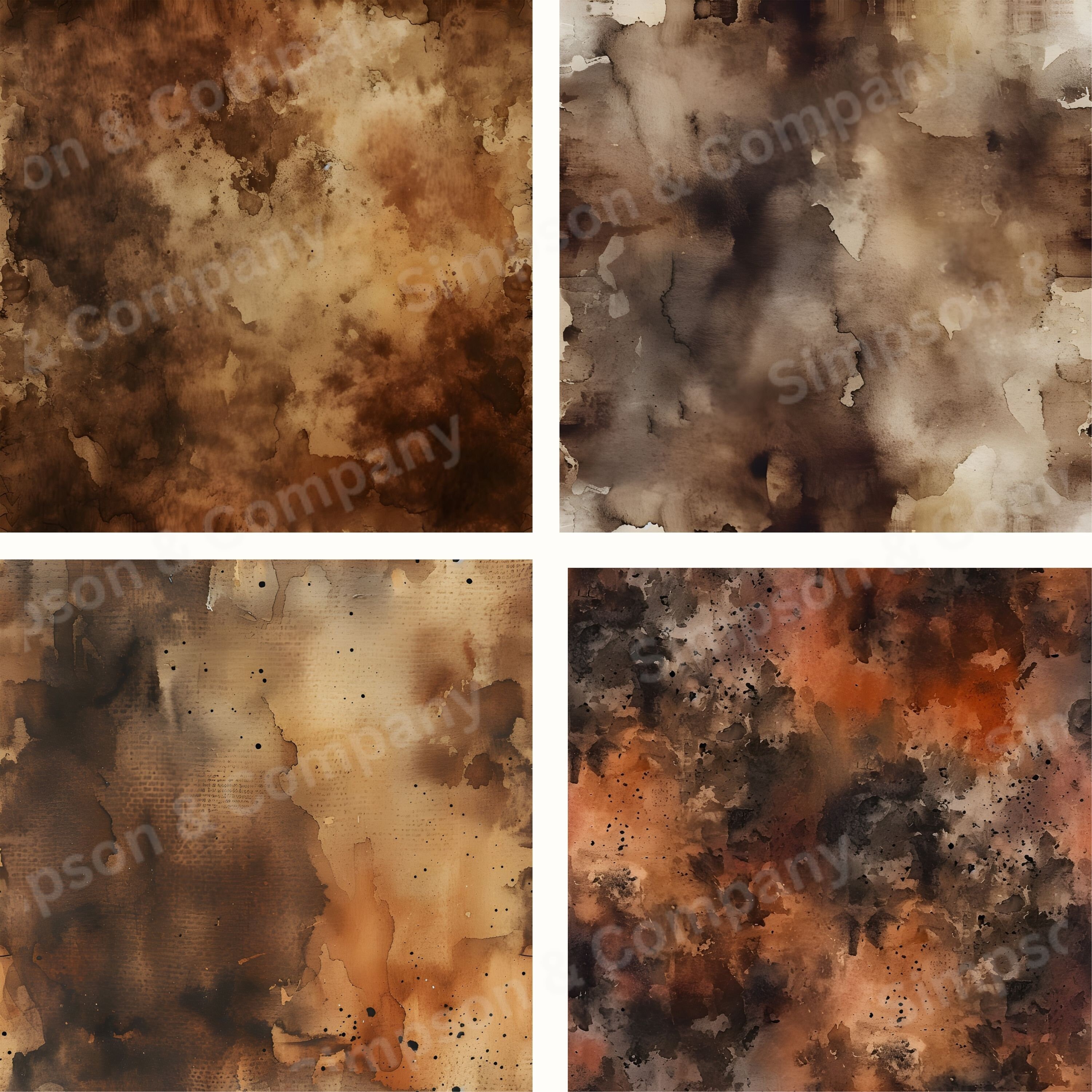 20 Brown Watercolor Backgrounds Seamless Digital Paper, JPEG, 12 X 12 ...