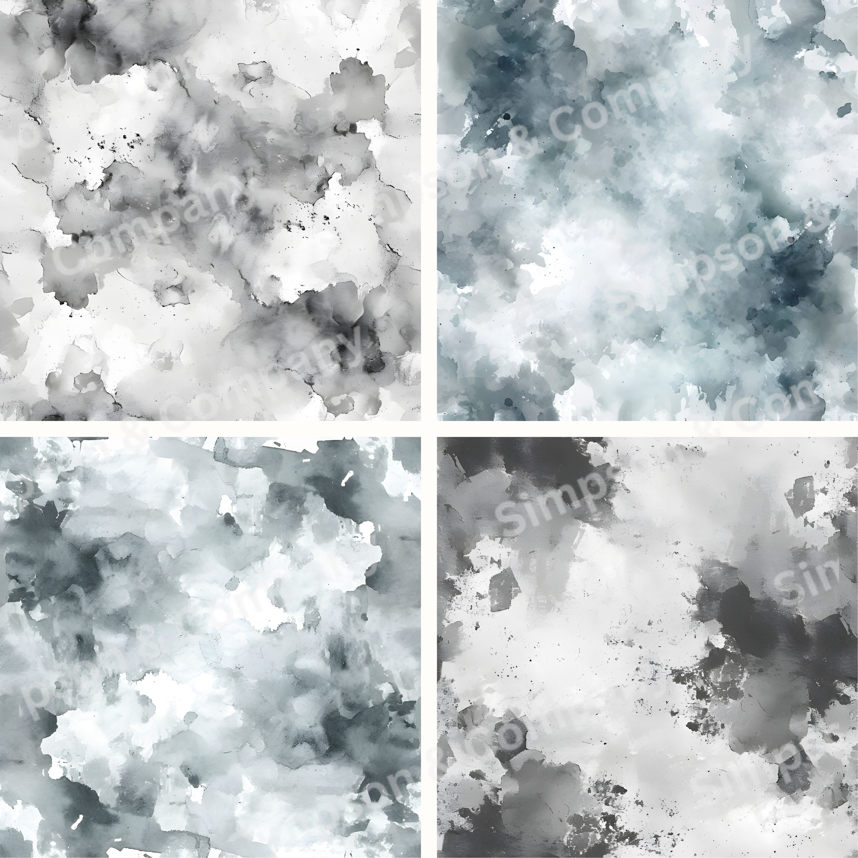 20 Gray Watercolor Backgrounds Seamless Digital Paper, JPEG, 12 X 12 ...