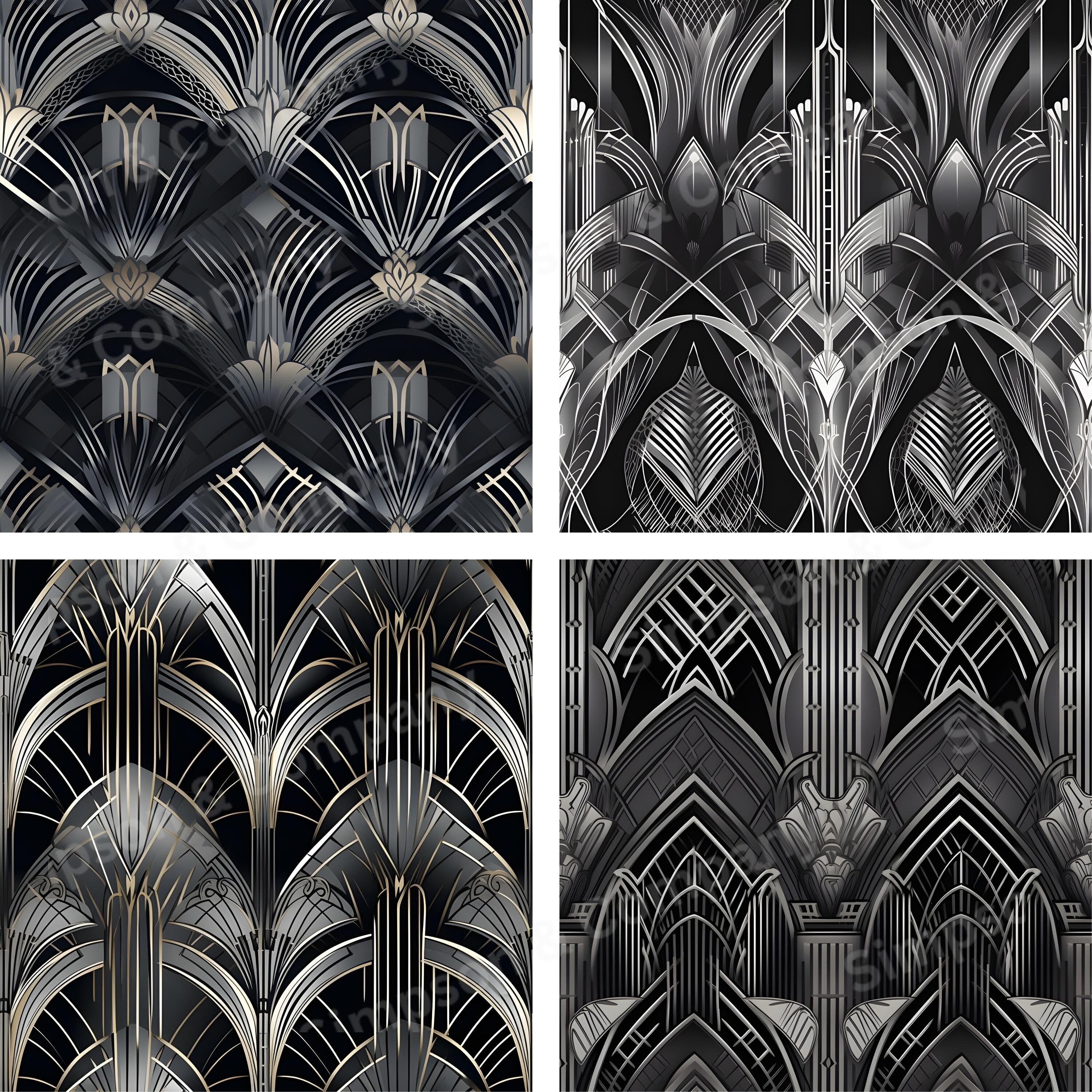 20 Silver Art Deco Digital Paper, JPEG, 12 X 12, Scrapbook Paper, Junk ...