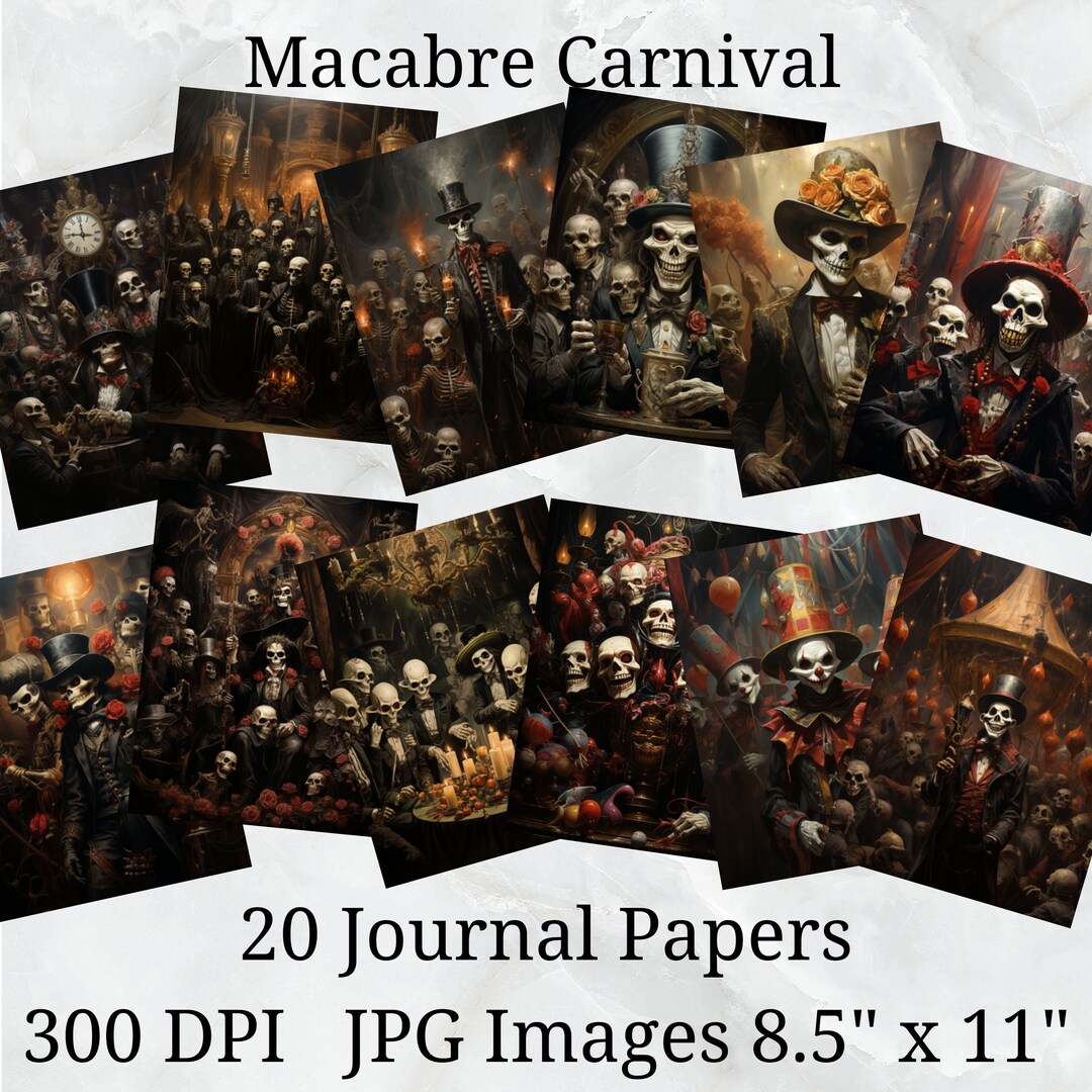 20 Macabre Carnival Journal Paper, Digital Paper JPEG, 8.5" X 11 ...