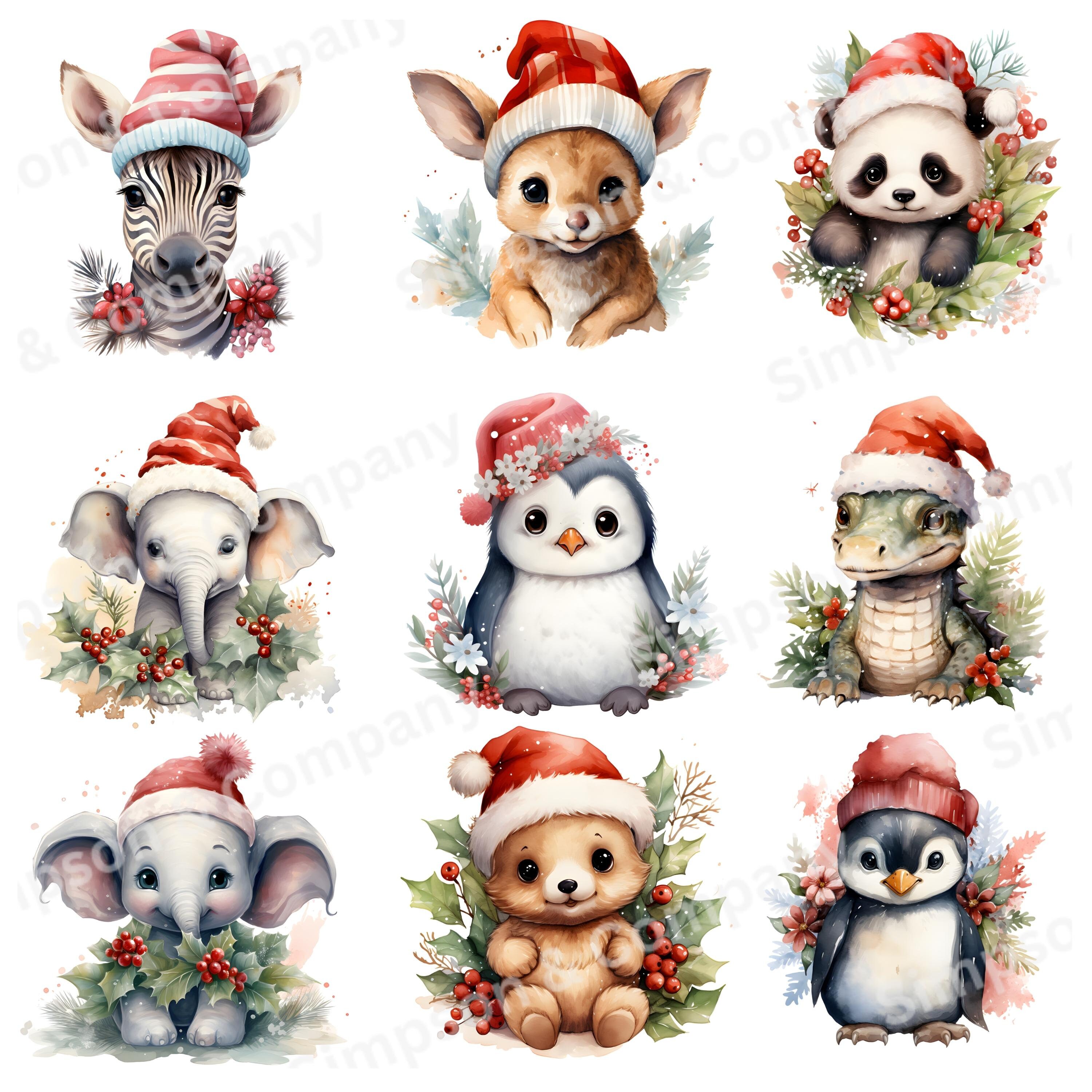 35 PNG Christmas Baby Zoo Animals Clipart, Christmas Clipart, Animal ...