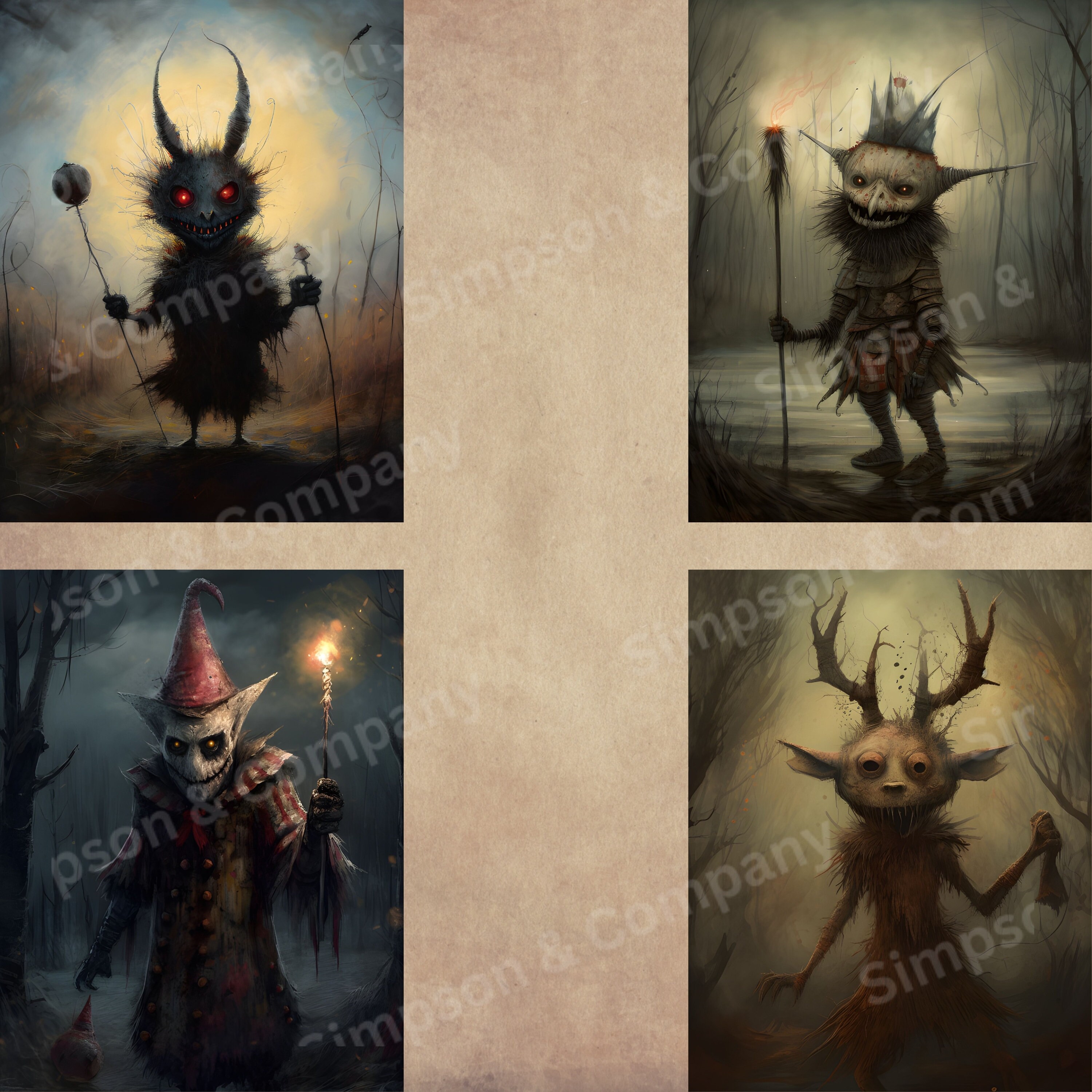 20 Menacing Creatures Journal Paper, Digital Paper JPEG, 8.5 X 11 ...