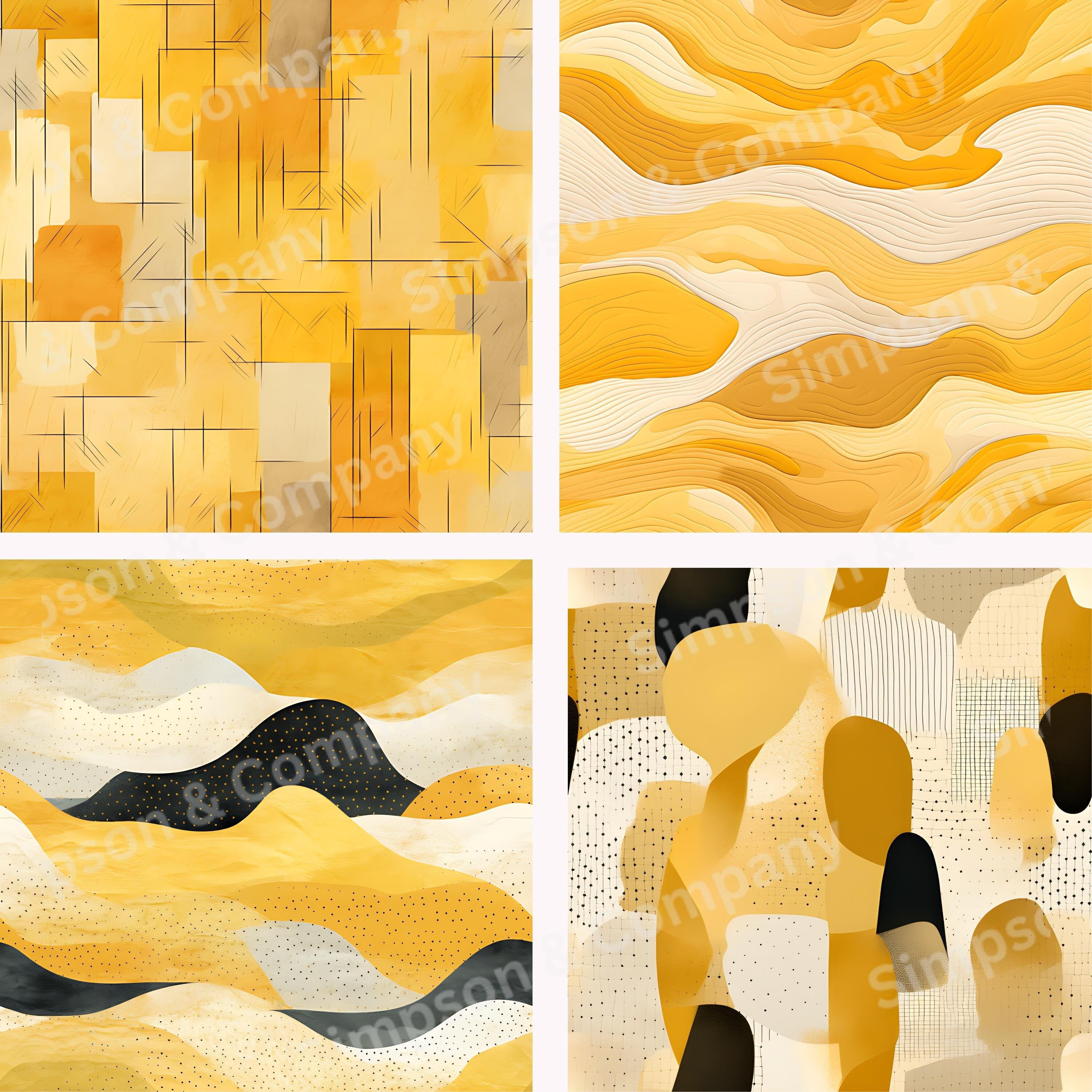 20 Yellow Textures Digital Papers, JPEG, 12 X 12, Scrapbook Paper, Junk ...