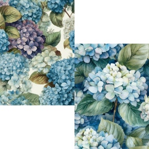 12 Watercolor Hydrangeas Digital Papers, JPEG, 12" X 12", Scrapbook ...