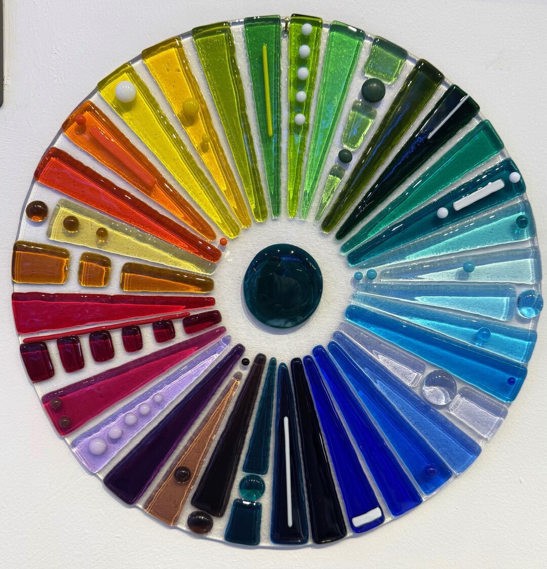 Glass Hanging Circle Rainbow, Glass Art Sun Catcher, Handmade Fused ...