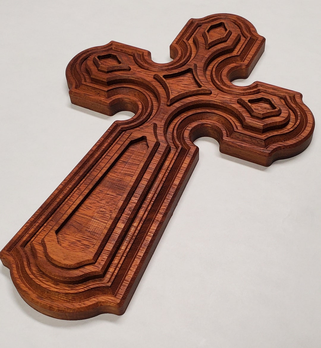 3D Wood Carving of a Cristian Cross Carved of Sapele Wood Which is an ...