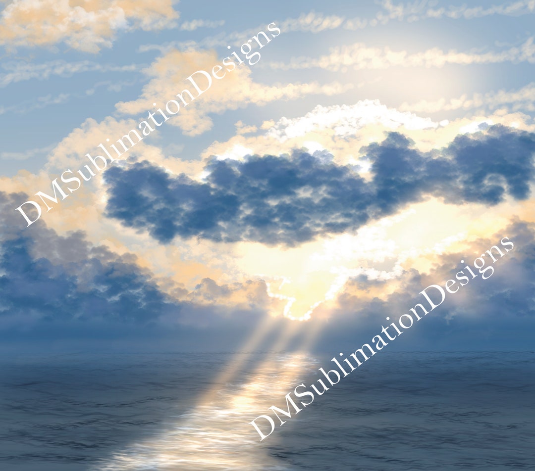 20oz Skinny Tumbler Sublimation Design of Bright Sunrise With Sunlight Rays Shining Through the ...