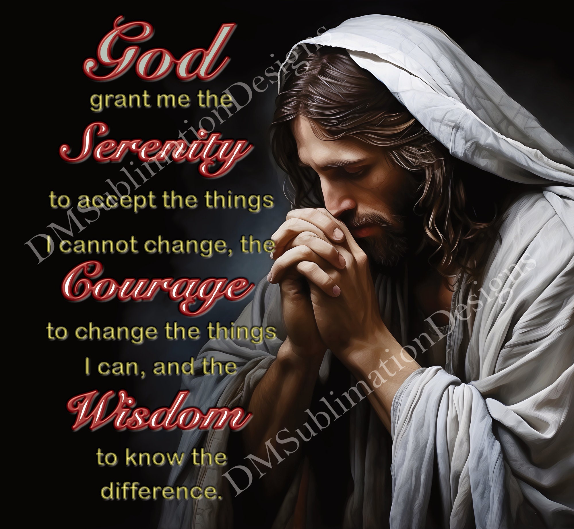 30oz & 20oz Skinny Tumbler Wrap Digital Design of Jesus Christ Praying ...