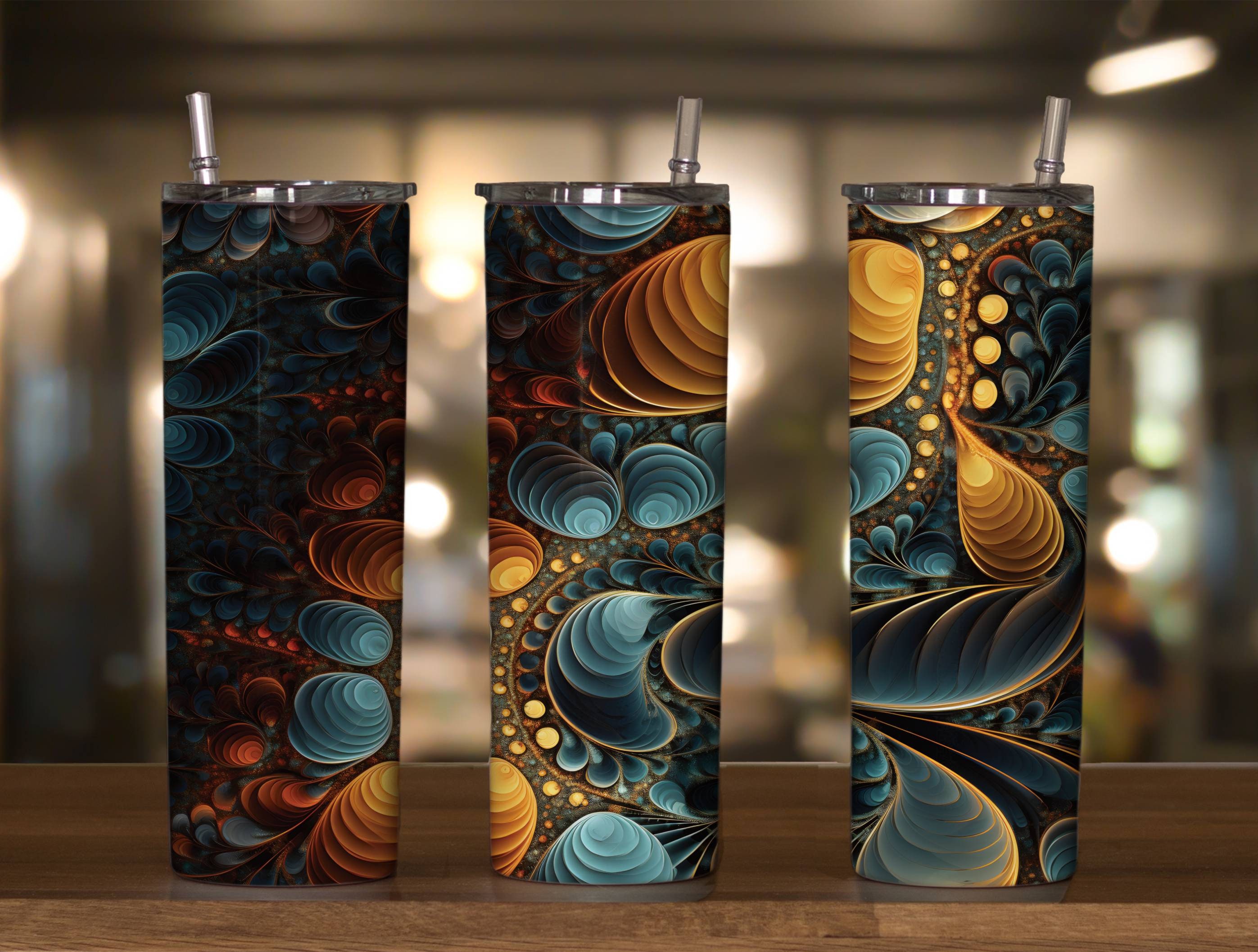 30oz & 20oz Skinny Tumbler Wrap Abstract Swirls Design That is - Etsy