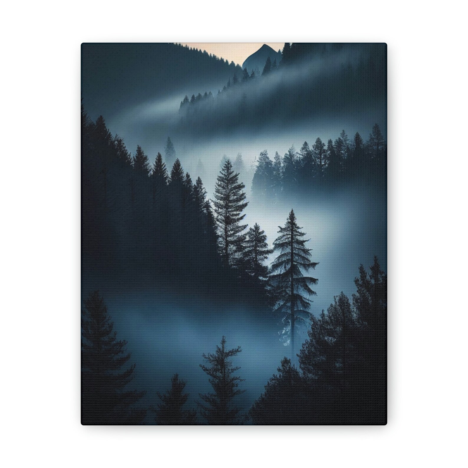 Mountain Landscape Canvas | Dark Fog Forrest Print | Trees Wilderness ...